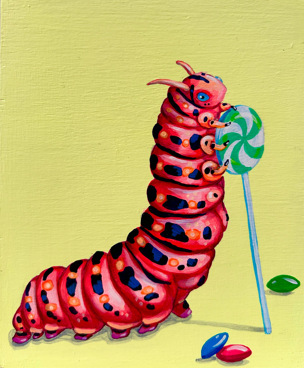 Red Candypillar with Lollipop | Arts and Heritage Foundation St. Albert