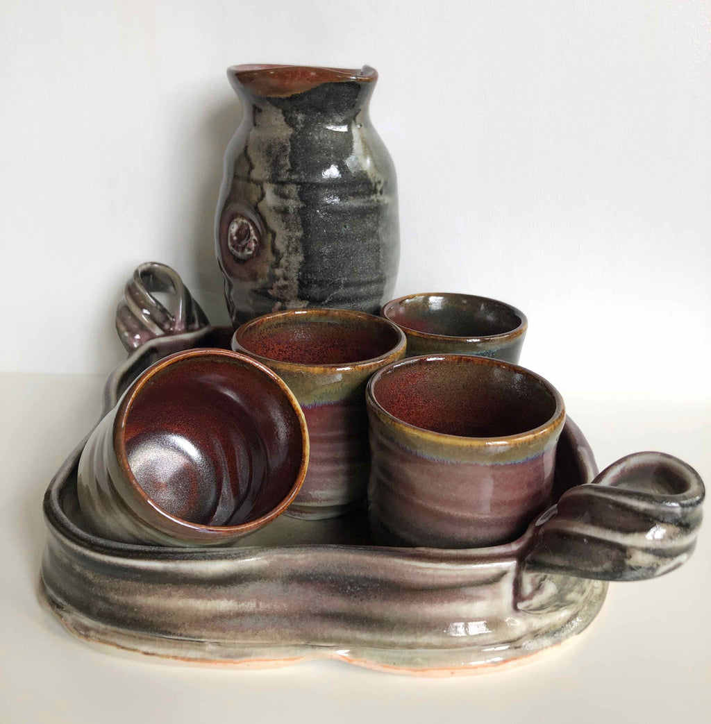 6 Piece Sake Set With Tray | Arts and Heritage Foundation St. Albert